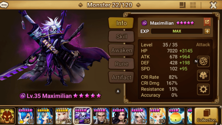 WTS Dark Weapon Master Maximillian Starter 50$ - Summoners War: Sky ...