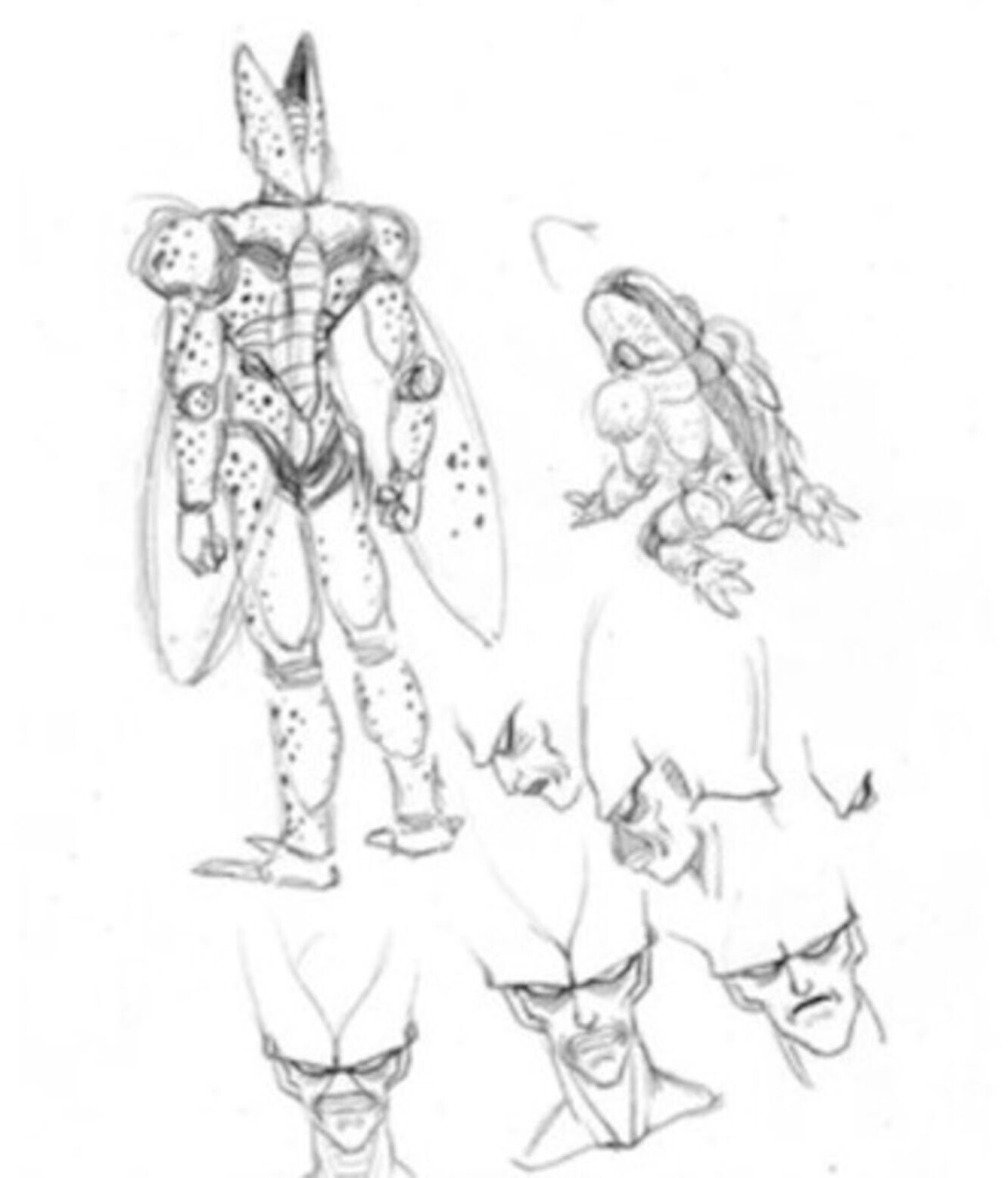 Old Perfect Cell Concept Art designed by Akira Toriyama - Dragon Ball ...
